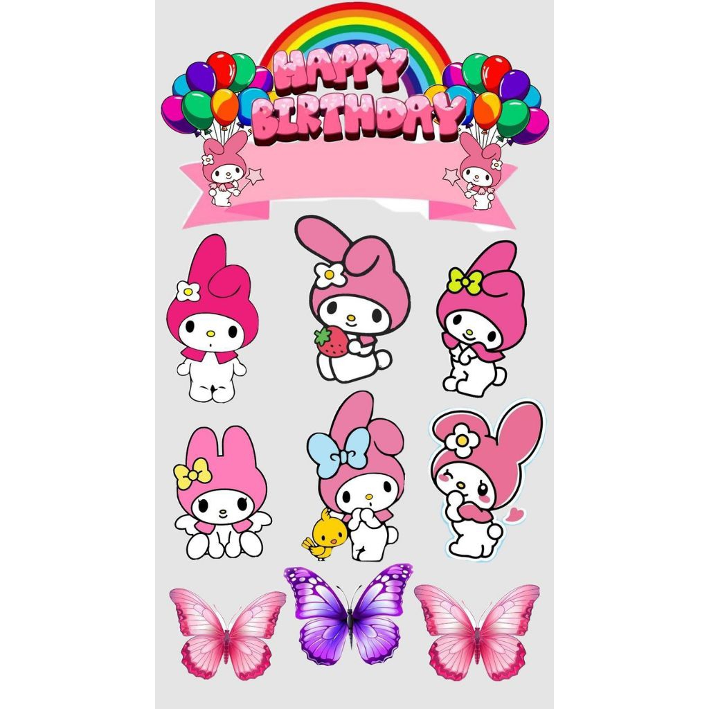 Jual PT 2 l Topper Cake MY MELODY FREE CUSTOM NAMA/HIASAN l TOPPER Cake ...
