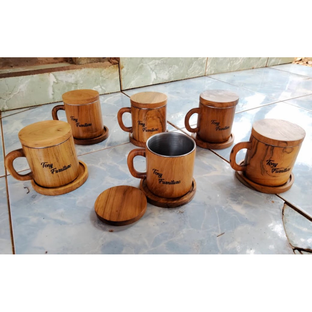 Jual Cangkir Kayu Aesthetic / Cangkir Kayu Jati / Cangkir Kayu Custom ...