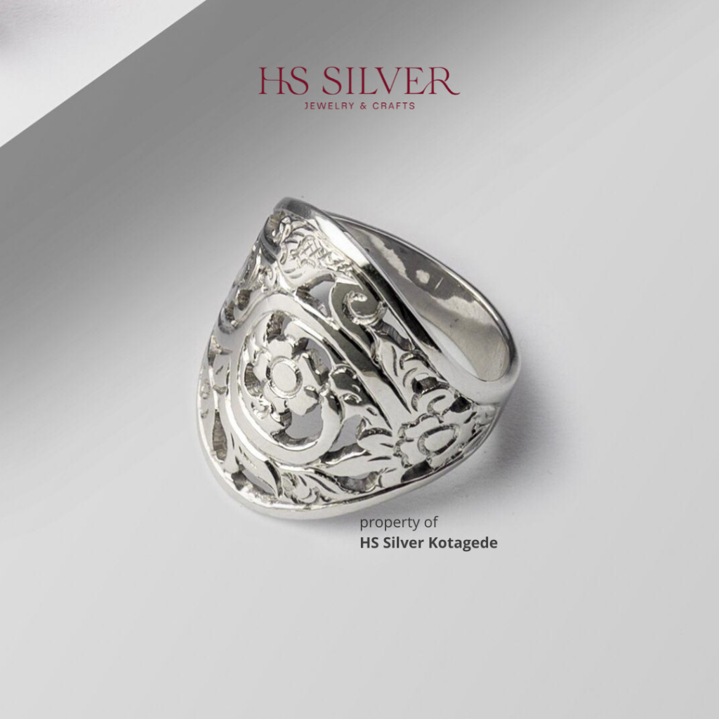 Jual Cincin Solid Silver 925 Motif Ukiran Ornamen Bunga Perak Bakar ...