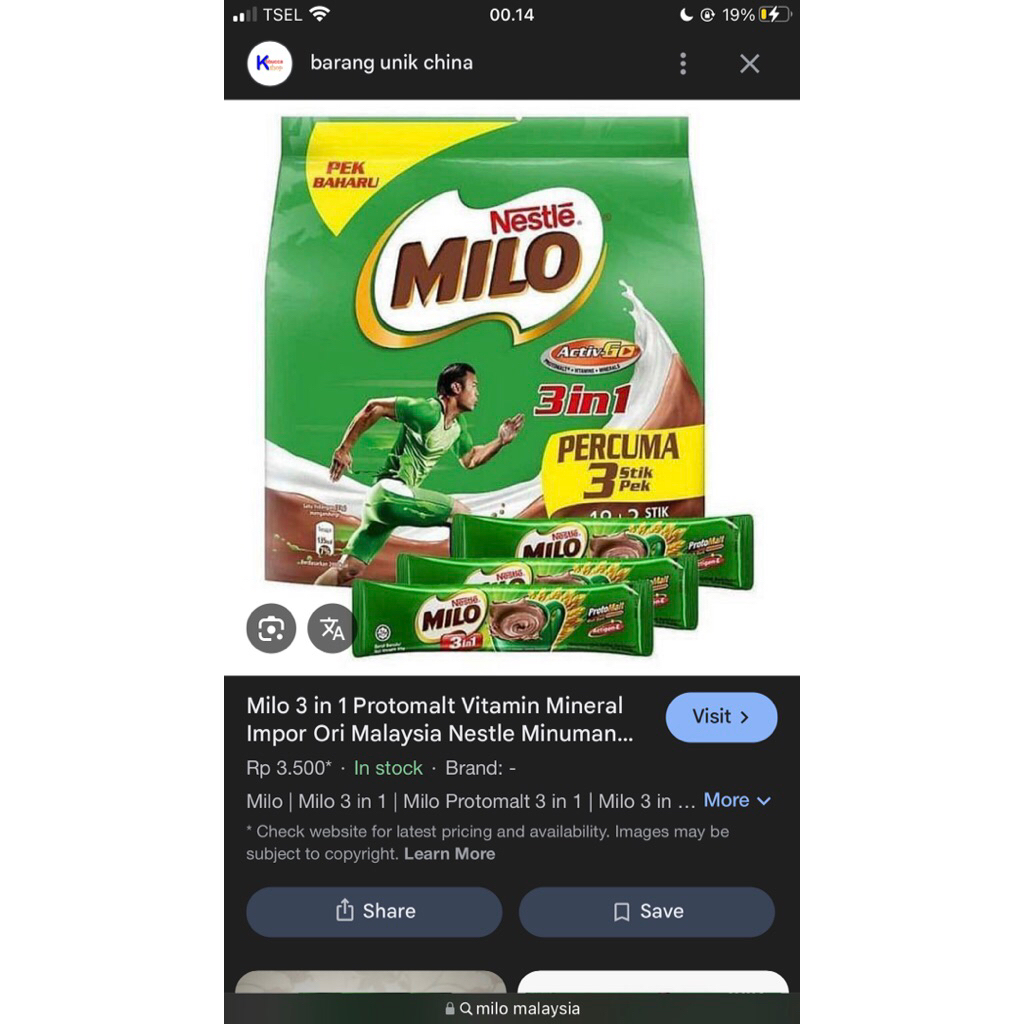 Jual 14 Sachet Milo 3 in 1 - Minuman Malt Coklat Berkhasiat, Praktis ...