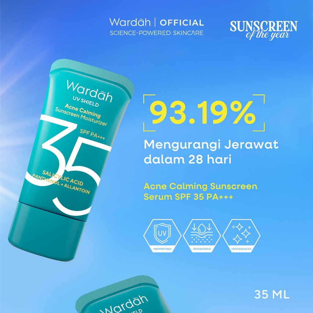 Jual Wardah Sunscreen UV Shield Acne Calming Sunscreen Moisturizer SPF ...