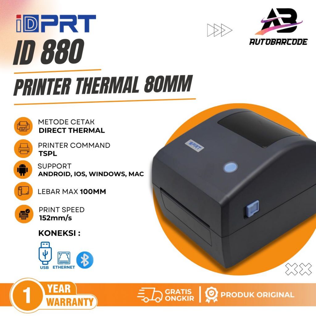 Jual Printer Label Thermal Bluetooth A6 IDPRT ID880 USB LAN Cetak Resi ...