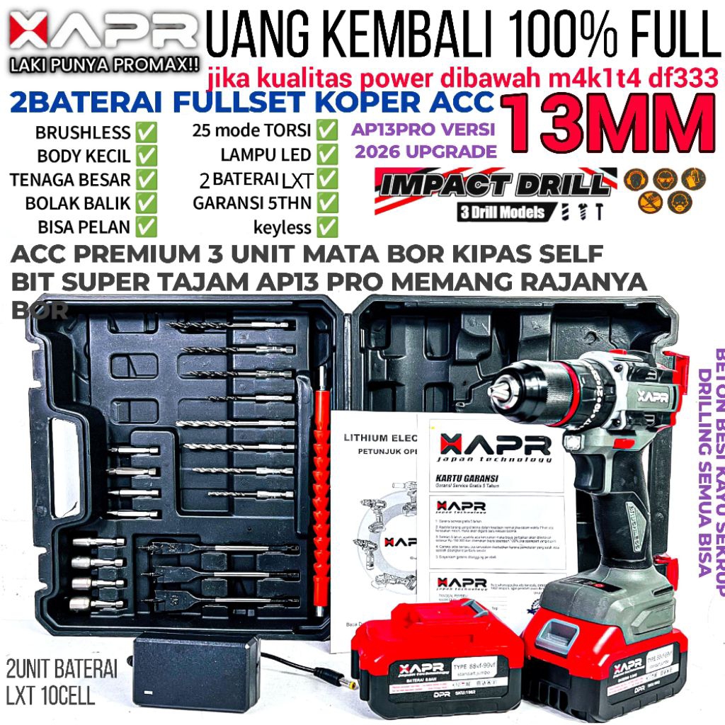 Jual AP13 PRO APR RAJA BOR BATERAI brushless 13mm keyles auto singgle ...