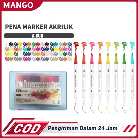 Jual Spidol Warna Set Brush Pen double tip drawing pen Dual Tip Pulpen ...