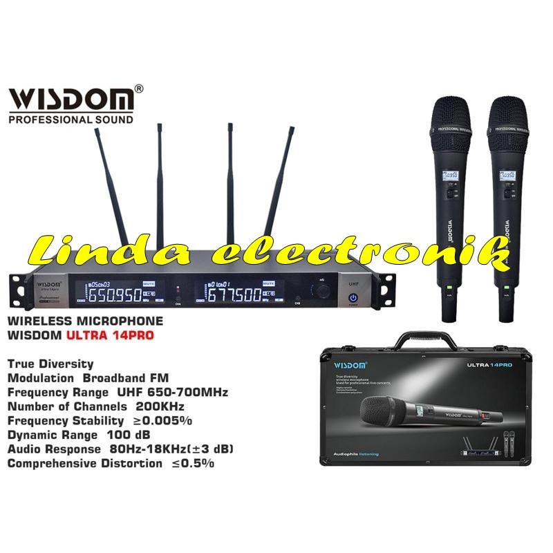 Jual Mic Wisdom Ultra 14PRO Wireless Vocal Microphone 4 Antena Handheld ...