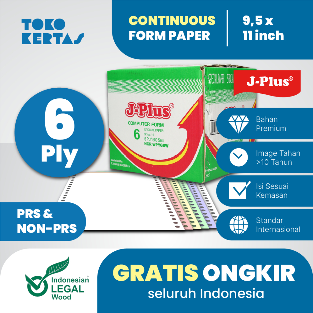 Jual J-PLUS - Isi 500 Set 6 Rangkap Continuous Form 6 Ply 9,5" x 11 ...