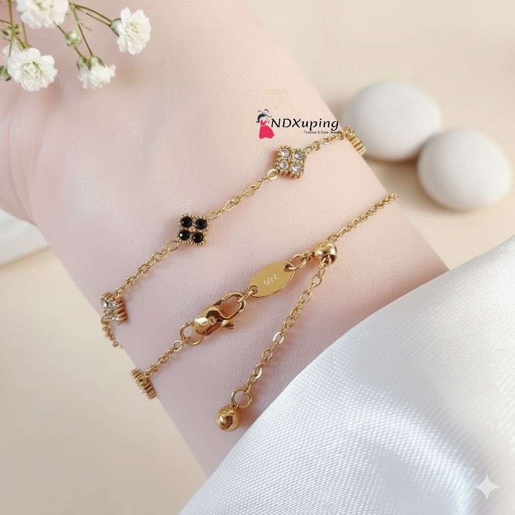 Jual Gelang Rantai CLOVER MINI Terbaru 750 Korea Style Mini Clover ...