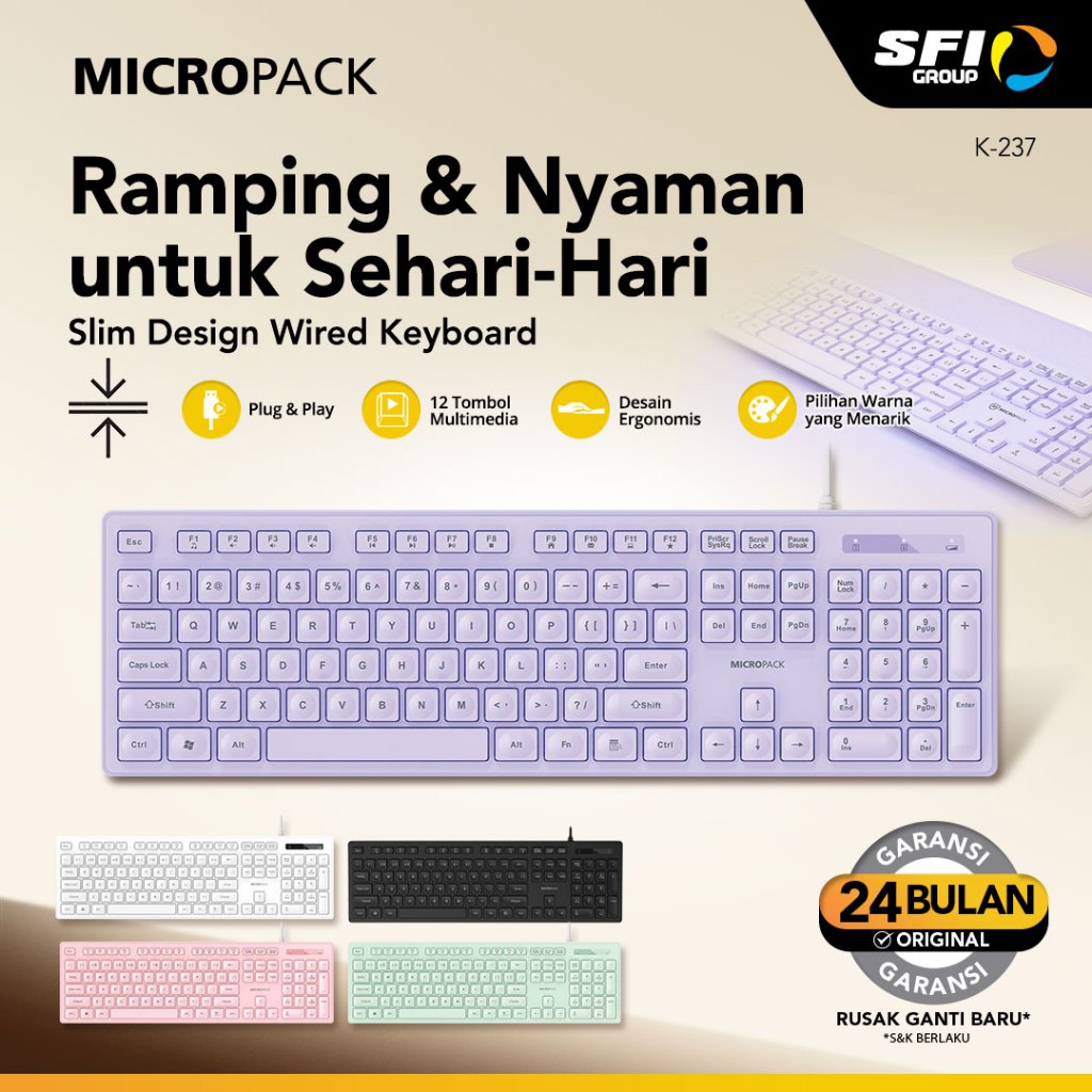 Jual Micropack Keyboard Wired - Plug & Play - Slim Design - 12 ...