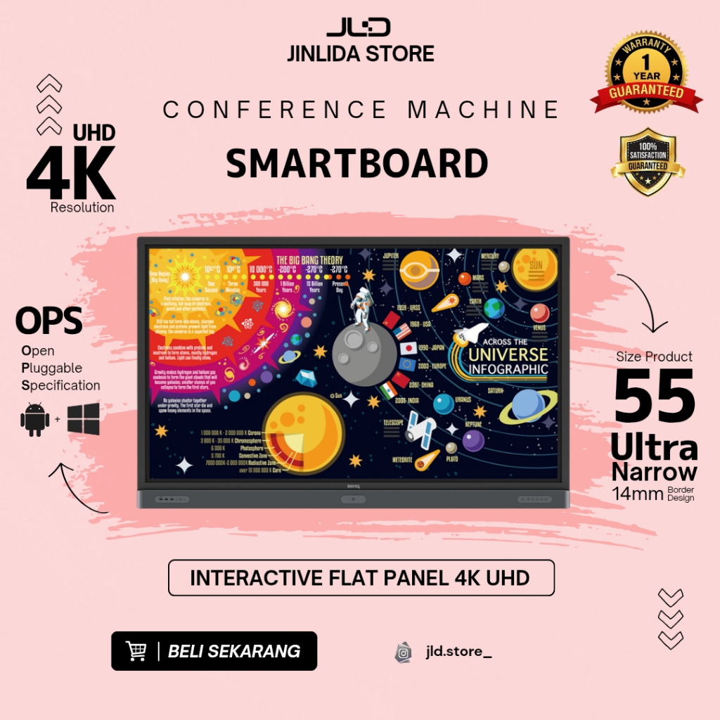Jual 55" Interactive Flat Panel Smart Board 4K UHD Touch Screen ...
