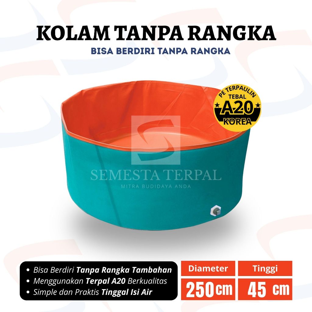 Jual Terpal Kolam Bulat Karpet Talang D250 T45 Kokoh Tanpa Rangka ...