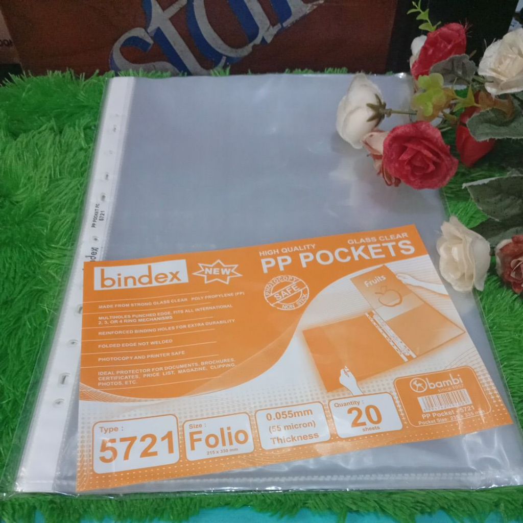 Jual PP pocket glass clear bindex/benex isi 20 lembar folio promo ...