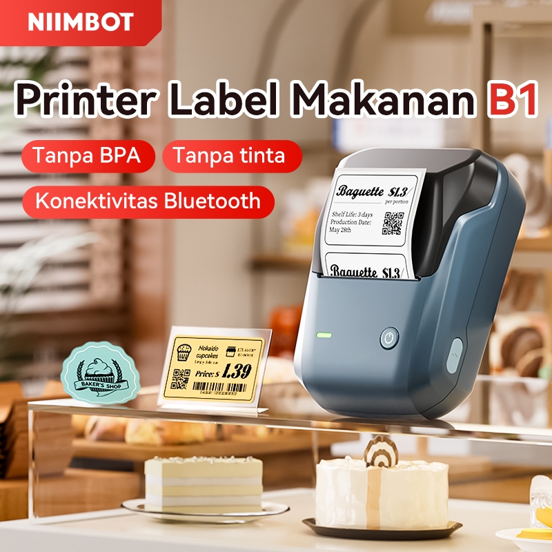 Jual Niimbot B1 Printer Label Makanan Pencetak tanggal produksi kompak ...