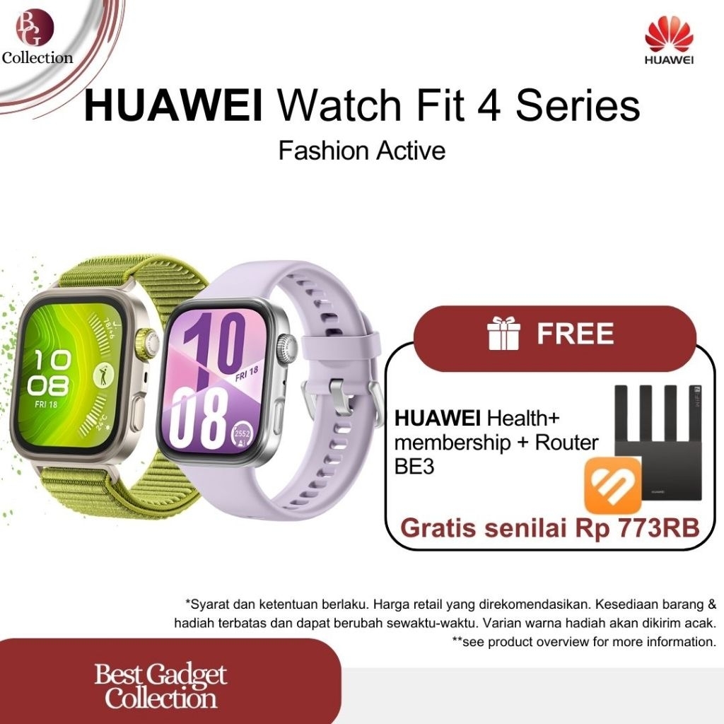 Jual [Free Router] HUAWEI WATCH FIT 4 Series | Stylish Design | GPS ...