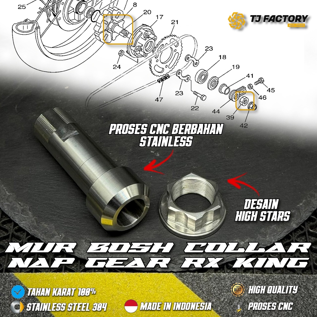 Jual 1 Set MUR BOSH COLLAR STAINLESS CNC NAP GEAR RX KING BOS NAPGIR ...