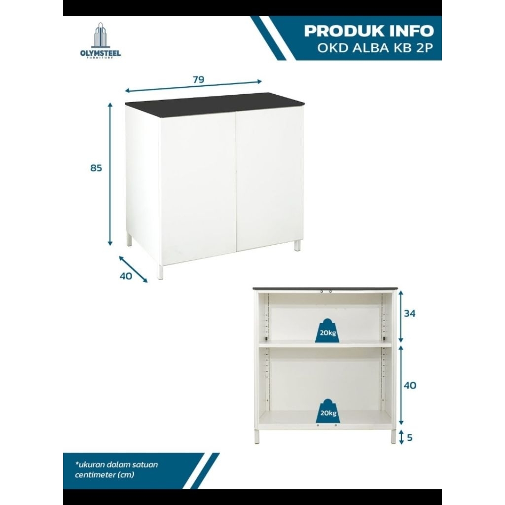 Jual Buffet lemari dapur kitchen set bawah 2 pintu besi Olymsteel OKD ...