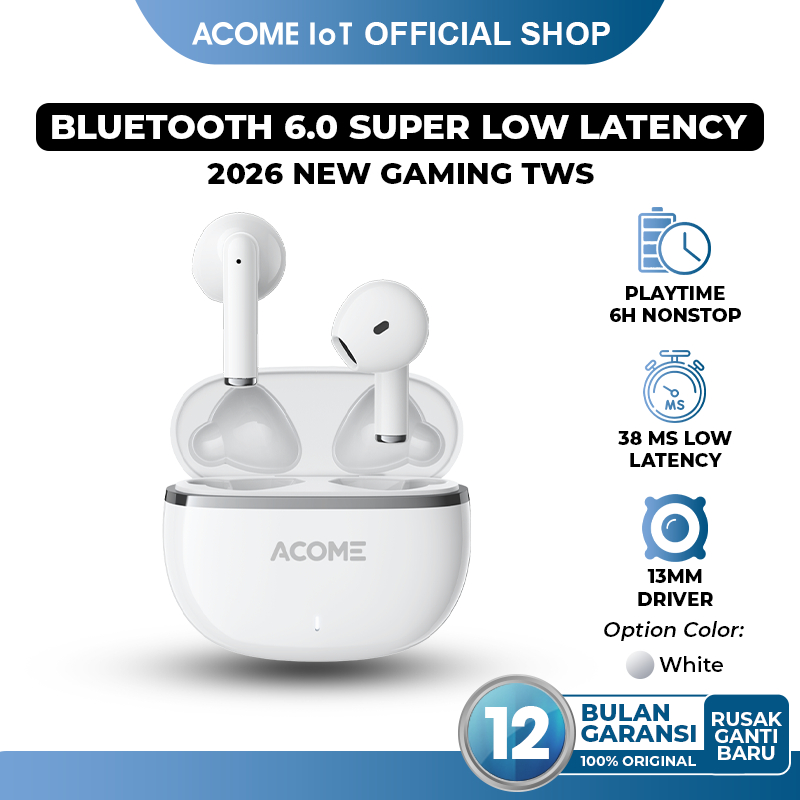 Jual ACOME ENC TWS Earphone Semi In Ear Bluetooth 6.0 IPX4 Waterproof ...