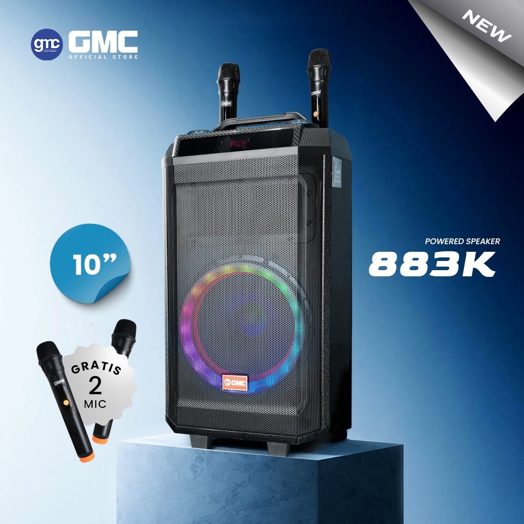 Jual GMC Speaker 883K – Bluetooth Karaoke Speaker 10" – 200W, USB, SD ...