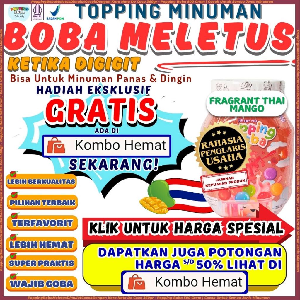 Jual PoppingBobaMeletusDimulutCocokDengan Kara Nata De Coco 360gr ...