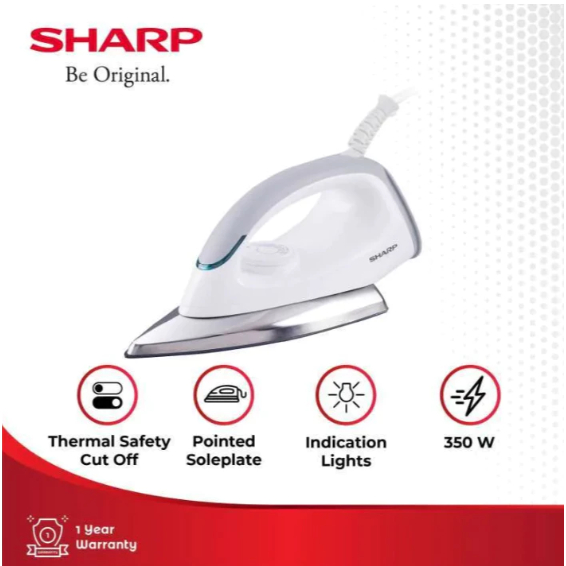 Jual Sharp EIN10WH - Dry Iron 350W Non Stick Coating White - Setrika ...