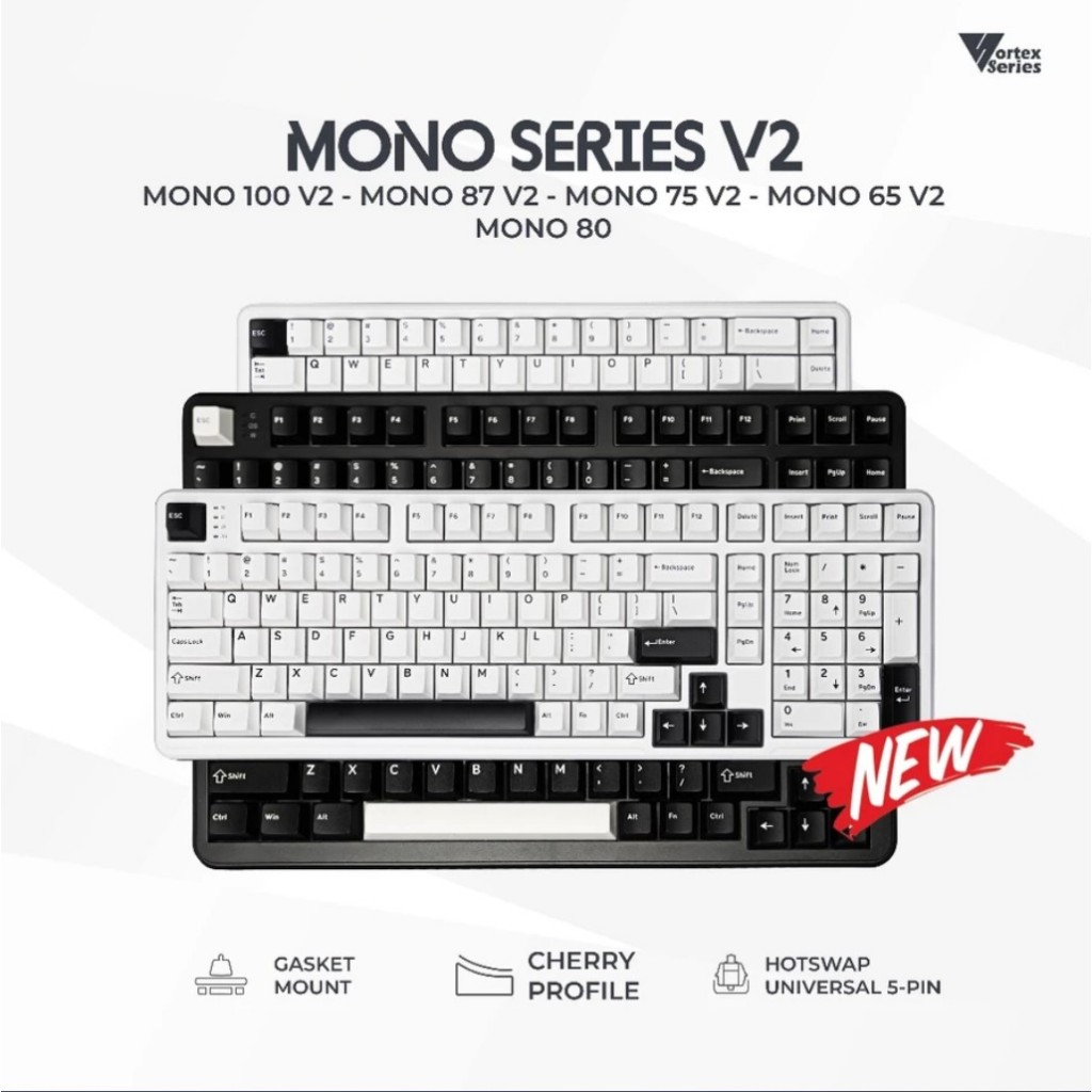 Jual VortexSeries MONO SERIES V2 Wired Gasket Mount Mechanical Keyboard ...