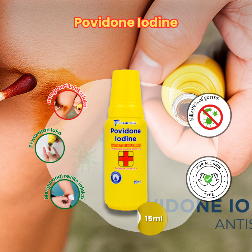 Jual COSMO MED Povidone Iodine 15ml Antiseptic Luka Obat Merah | Shopee ...