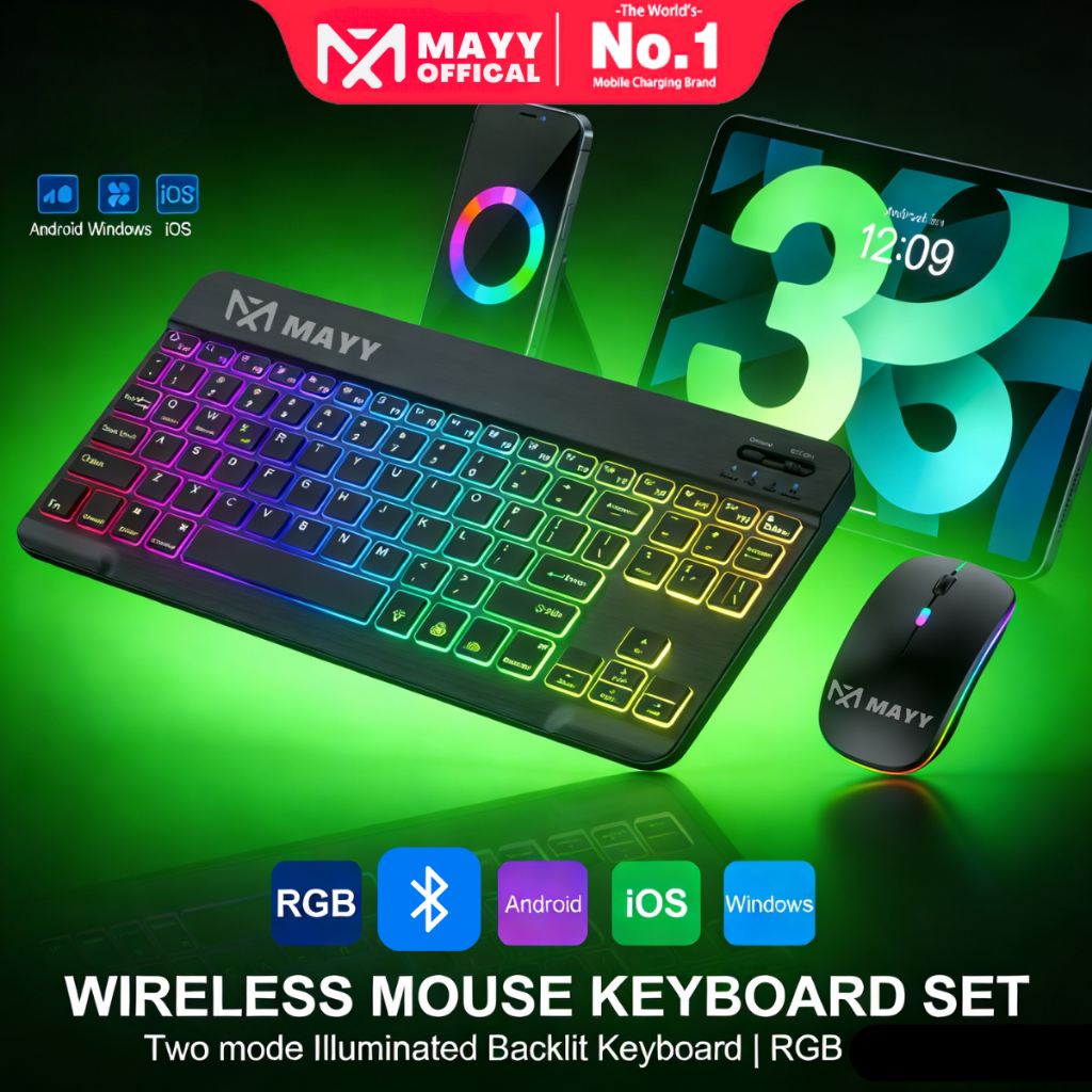 Jual Mayy official id 10 Inch Backlit Wireless Bluetooth Keyboard And ...