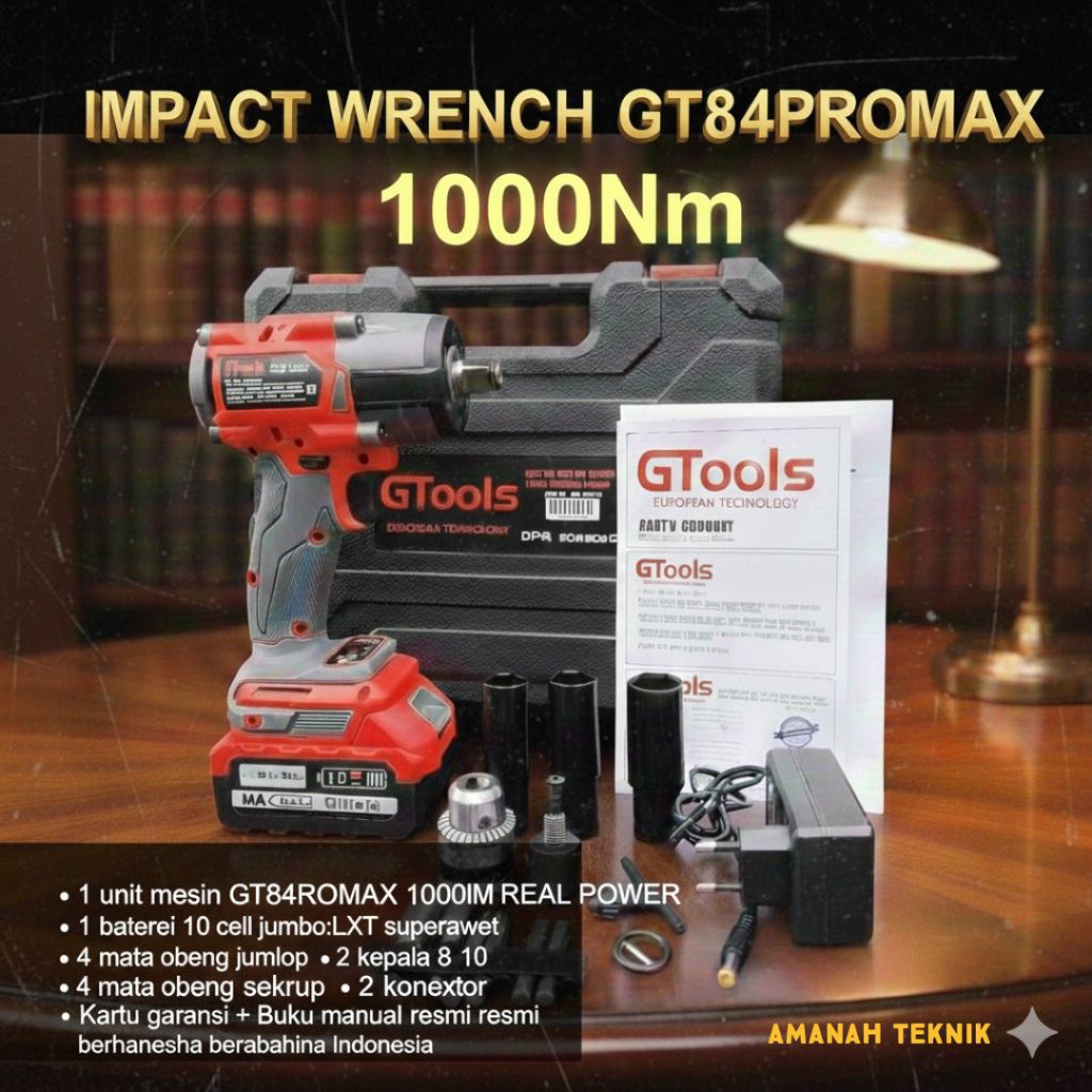 Jual Promo GT84PROMAX free koper RAJA impact wrench 1000nm gtools gt84 ...