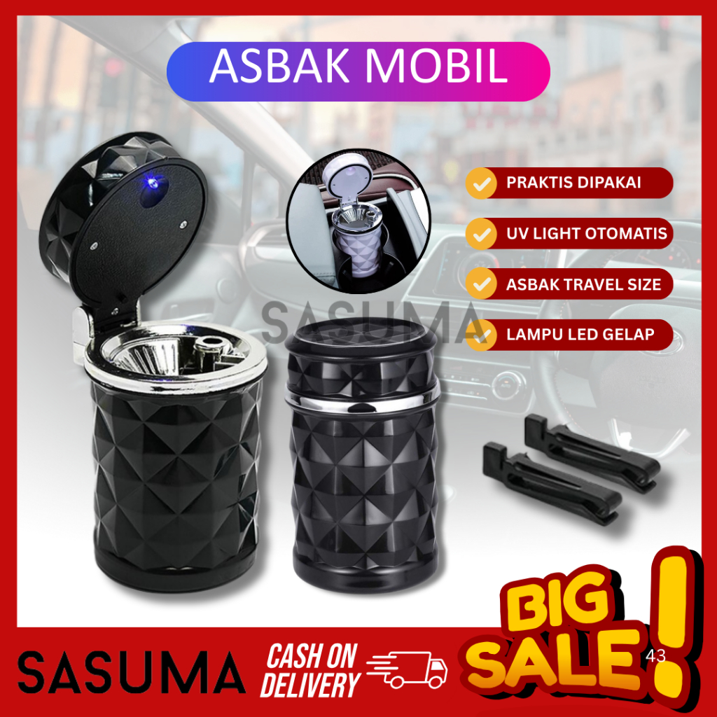 Jual SASUMA Asbak Mobil LED Stainless Steel Tempat Sampah Abu Mini ...