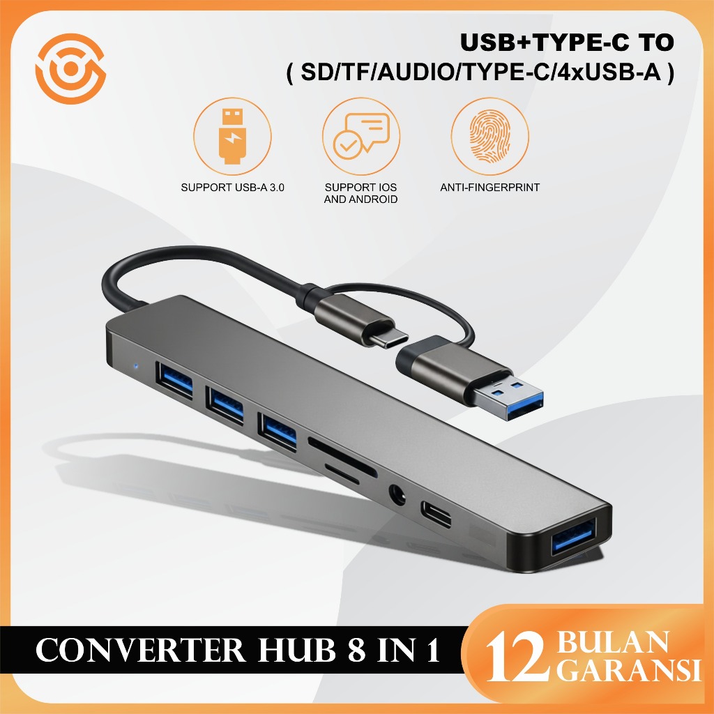 Jual USB 8 In 1 Converter Type C Hub Adapter Multi USB HUB Type-C to ...