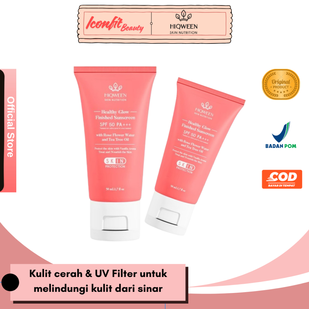Jual Hiqween Healthy Glow Finished Sunscreen SPF 50 Pa +++ Tone Up ...