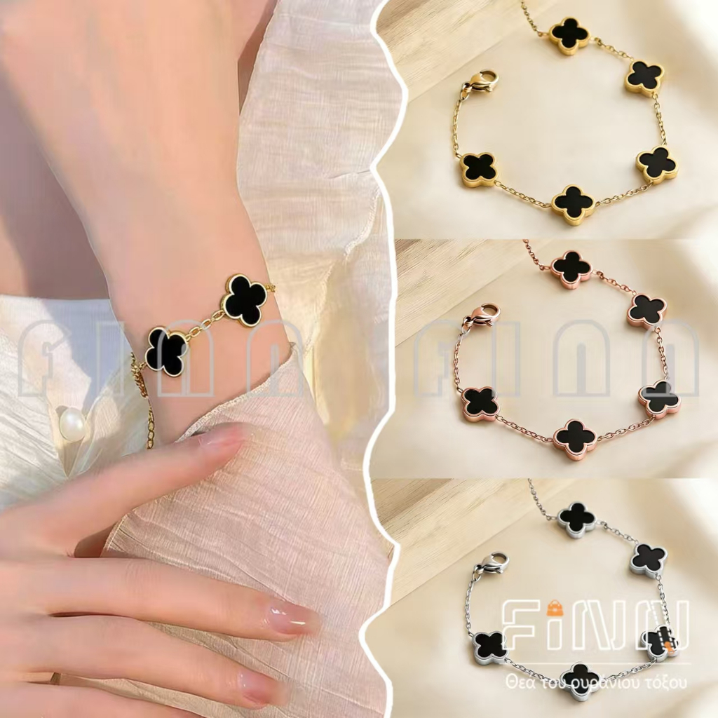 Jual Finn Gelang Clover Titanium Elegan Tahan Anti Air Clover Bracelet ...