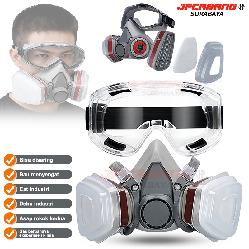 Jual Anti polusi Virus Gas Half Facepiece Masker Respirator Gas Masker ...