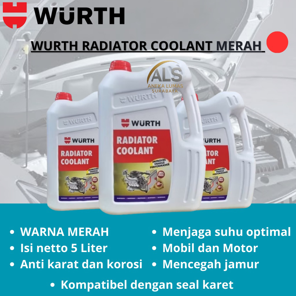 Jual Wurth Radiator Coolant Merah 5L / Air Radiator Wurth Original ...