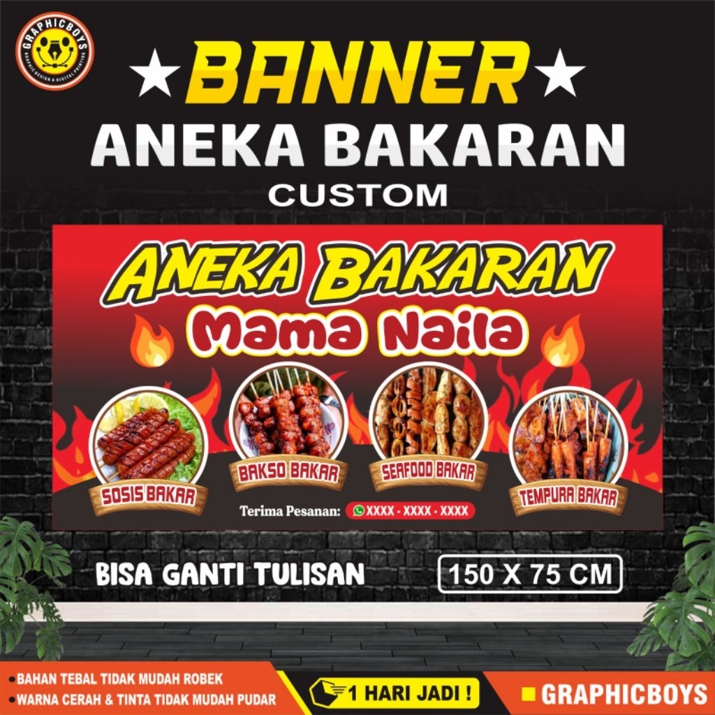 Jual Spanduk Aneka Bakaran Custom Ukuran 150 X 75 Cm, Banner Aneka ...