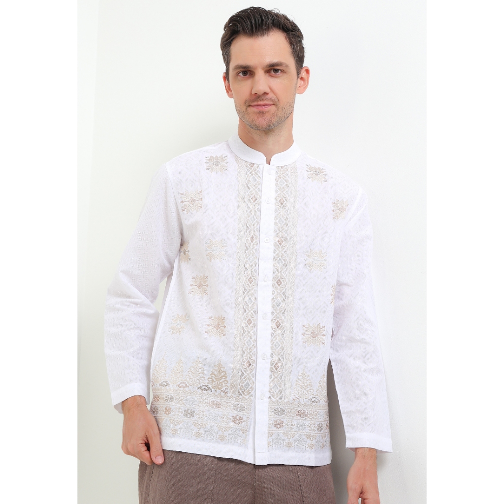 Jual Intresse Sand Storm White Long Sleeve Baju Koko | Shopee Indonesia