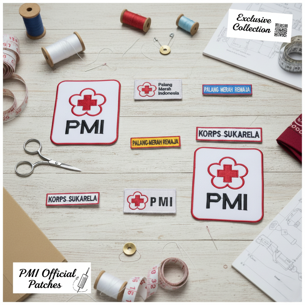 Jual Badge Logo Pmi Bordir untuk SD, SMP, SMA, KORPS SUKARELA ( 1 SET ...