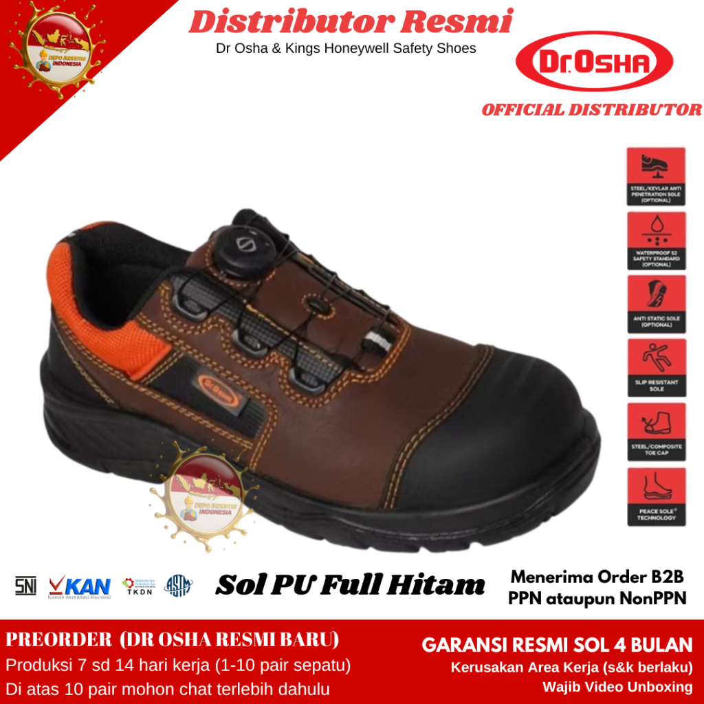 Jual Sepatu Safety / Dr Osha Safety Shoes Viper Lace Up 3169 S1 ...