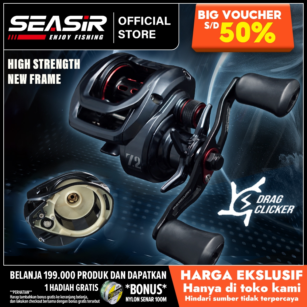 Jual [OFFICIAL] SEASIR MERCURY Hitam Reel BC Reel Pancing Baitcasting ...