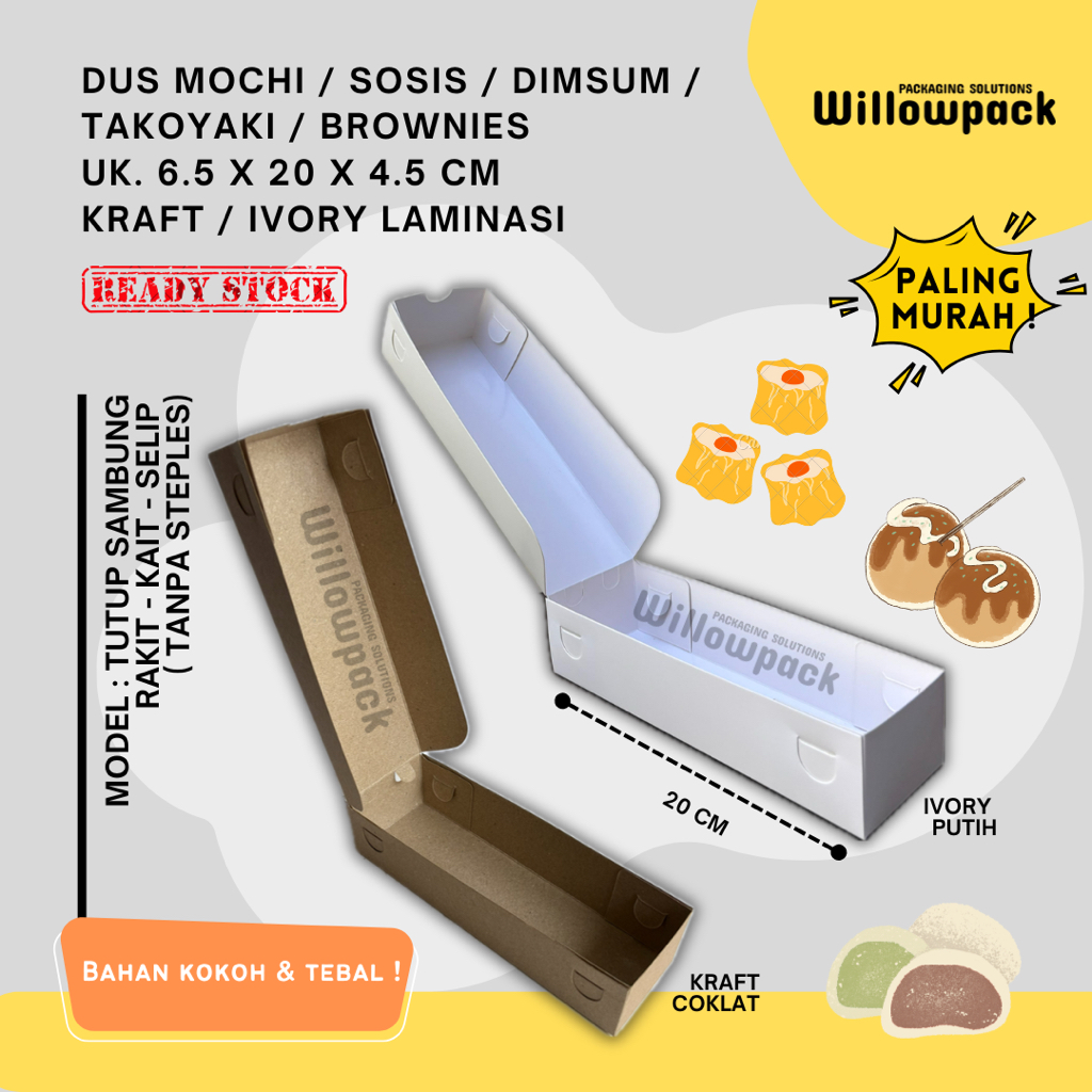 Jual DUS 6.5x20x4.5 LAMINASI (50 PCS) BOX MOCHI BROWNIES BOLU JADUL ...