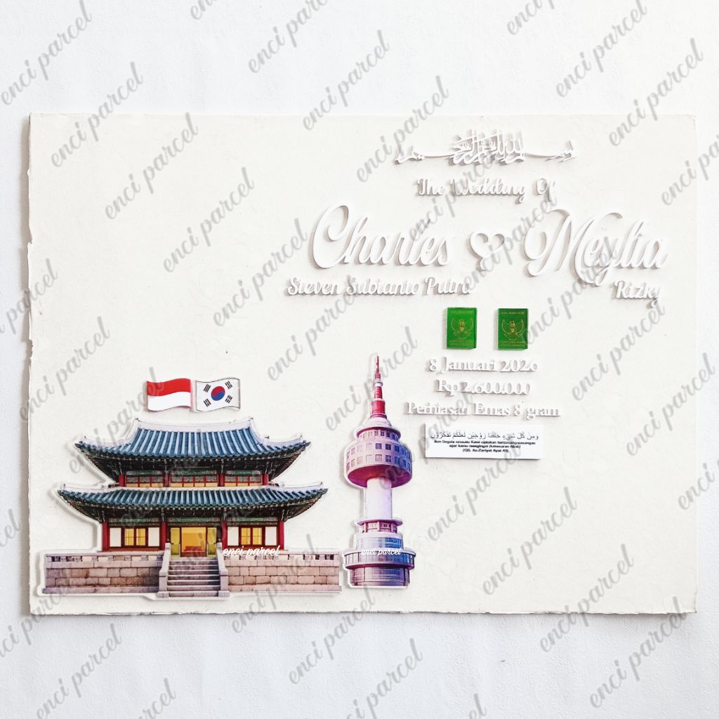 Jual kode 261 set dekorasi hiasan mahar tema korea menara n seoul tower ...