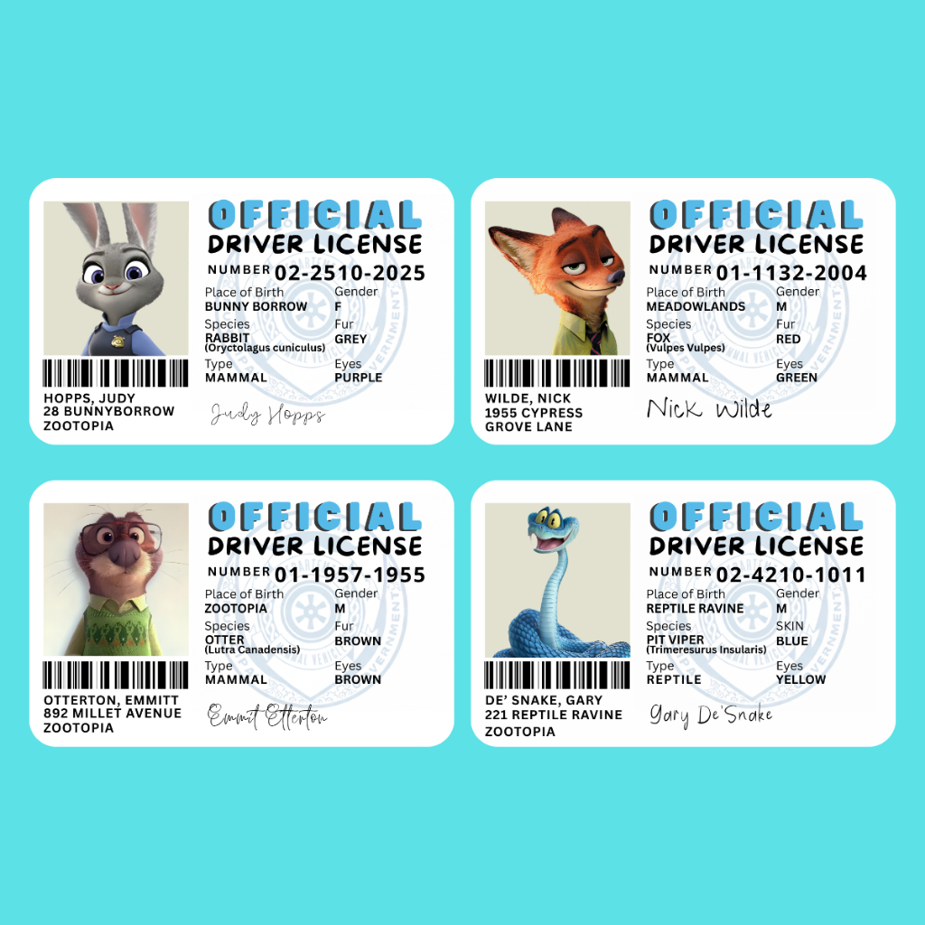 Jual Zootopia 2 Judy Hopps and Nick Wilde Driver License | Shopee Indonesia