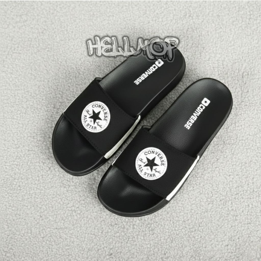Jual Hellmof | Sandal Slop Converse Black Premium Sendal Slide Pria ...