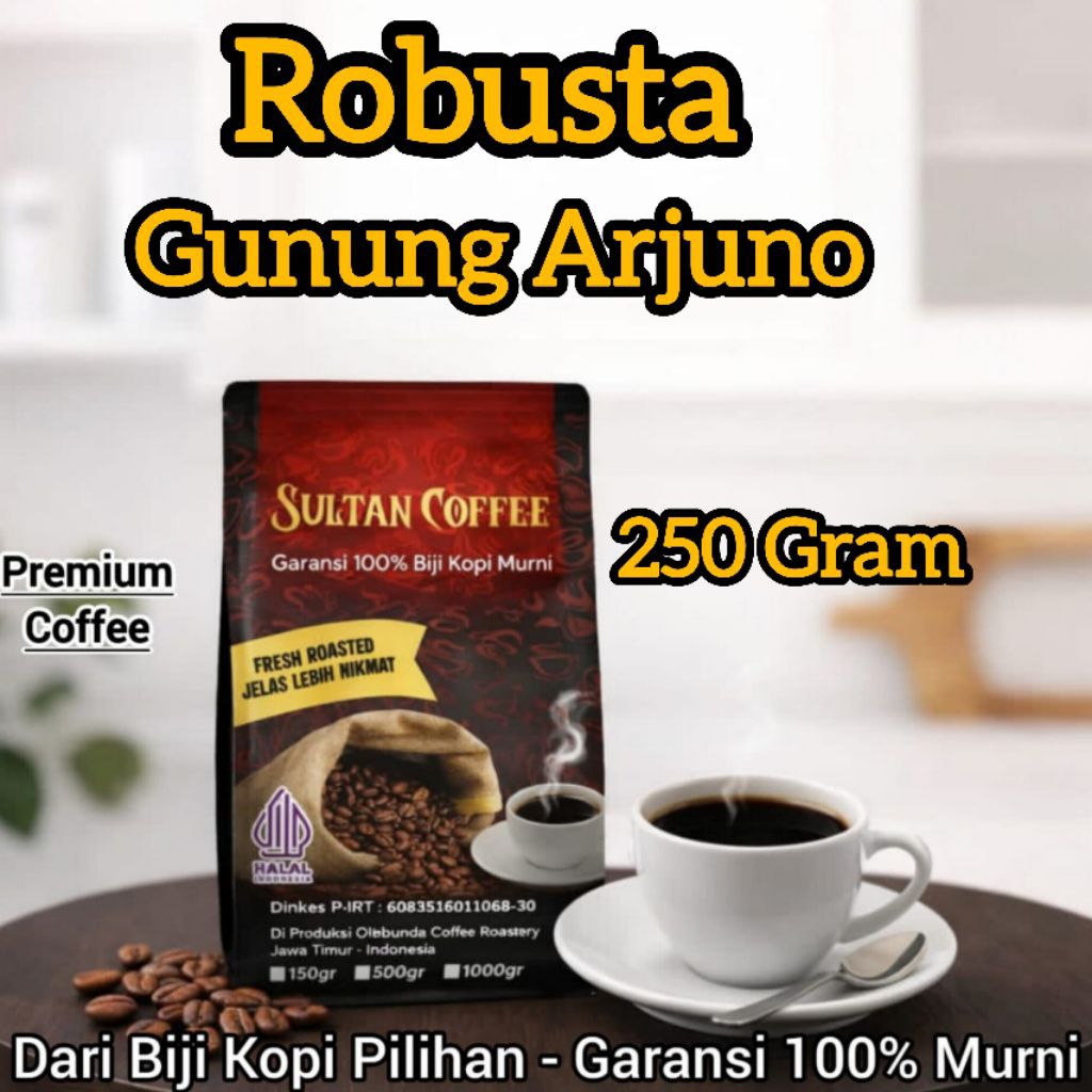 Jual SULTAN COFFEE PREMIUM - Kopi Bubuk Biji Robusta Gunung Arjuno 250 ...