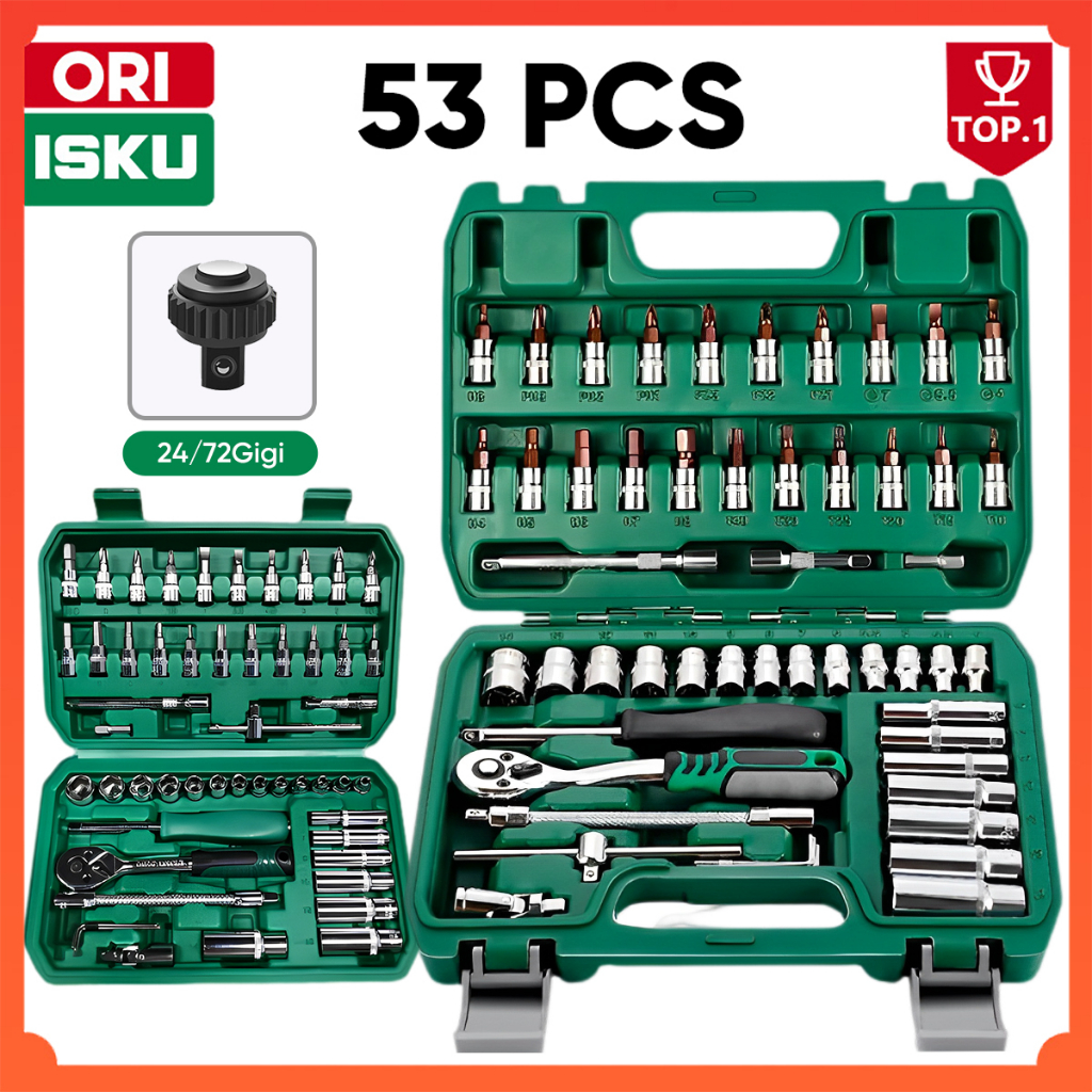 Jual ISKU kunci shock set 53 pcs Set Socket (1/4 ") full tool kit alat ...
