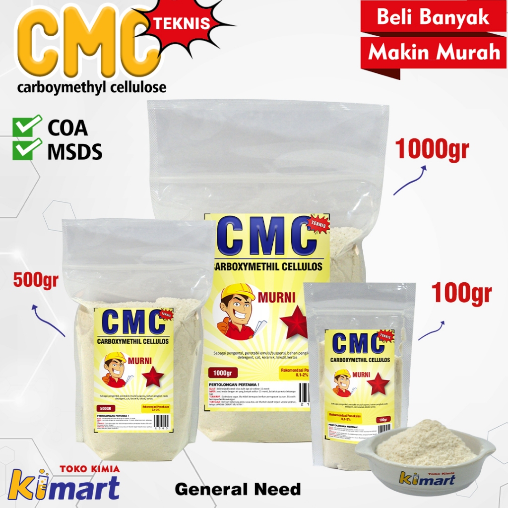 Jual CMC Teknis Cekol Carboxymethyl Cellulose 500gr Pengental CMC Bahan ...