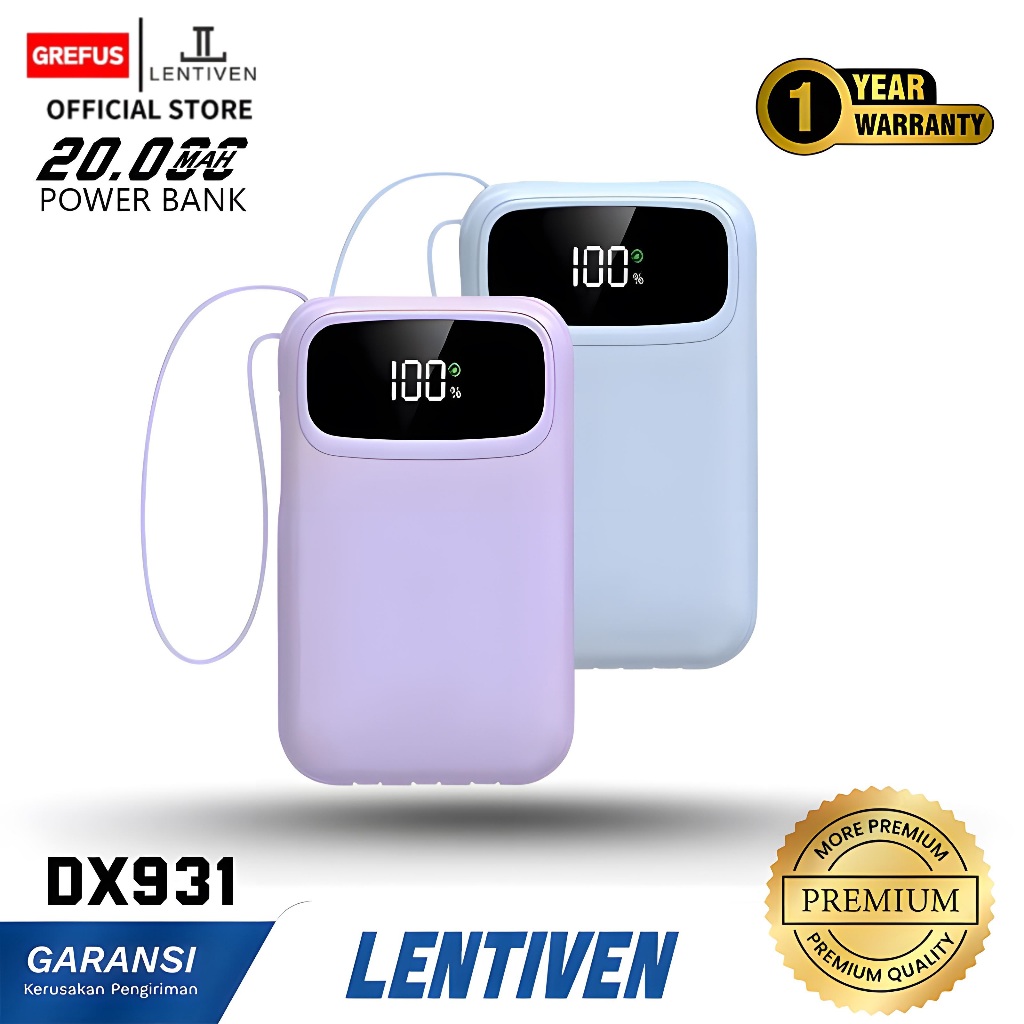 Jual GREFUS LENTIVEN PowerBank 20000mah Mini Size With 4 USB Fast ...