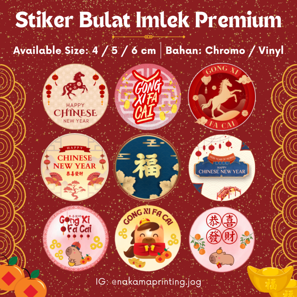 Jual Stiker Sticker Imlek CNY 2026 Tahun Kuda Capybara Label Toples ...