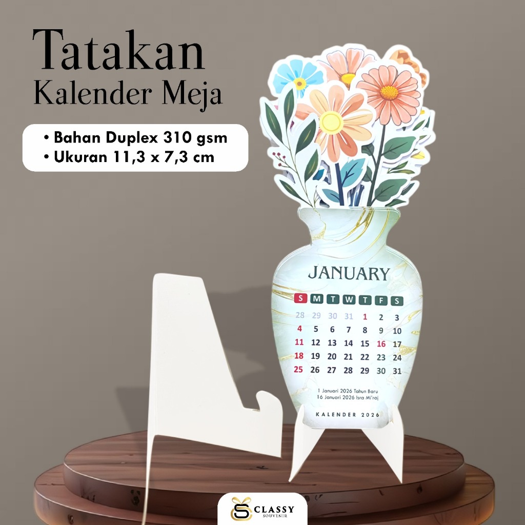 Jual Tatakan Kalender Meja Mini Multifungsi Stand Kalender Vas Bunga ...
