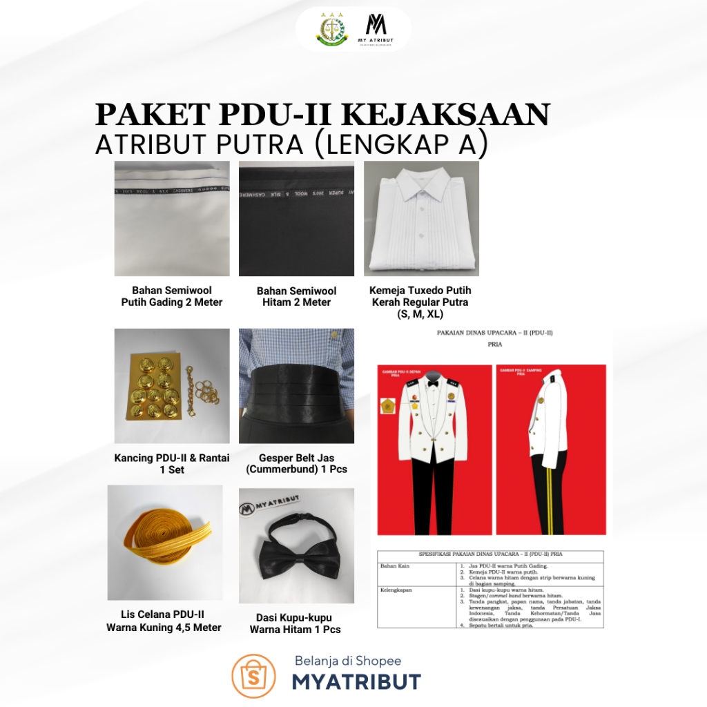 Jual Paket Atribut PDU II Lengkap | PDU II KEJAKSAAN | Shopee Indonesia