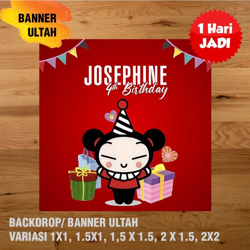 Jual PUCCA BANNER/ BACKDROP/ SPANDUK ULANG TAHUN UL-TAH | Shopee Indonesia